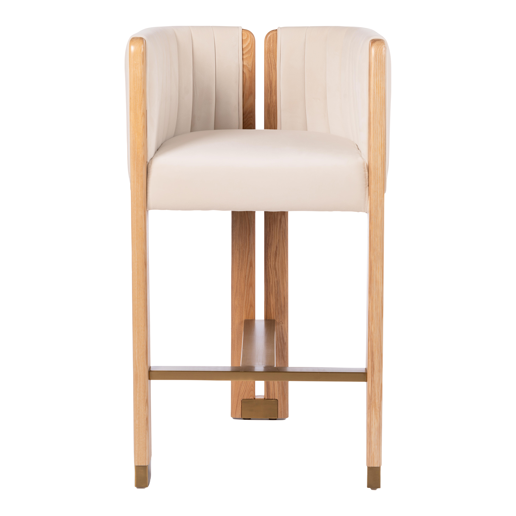 Monaco Wood Counter Chair in Off White | Chairish