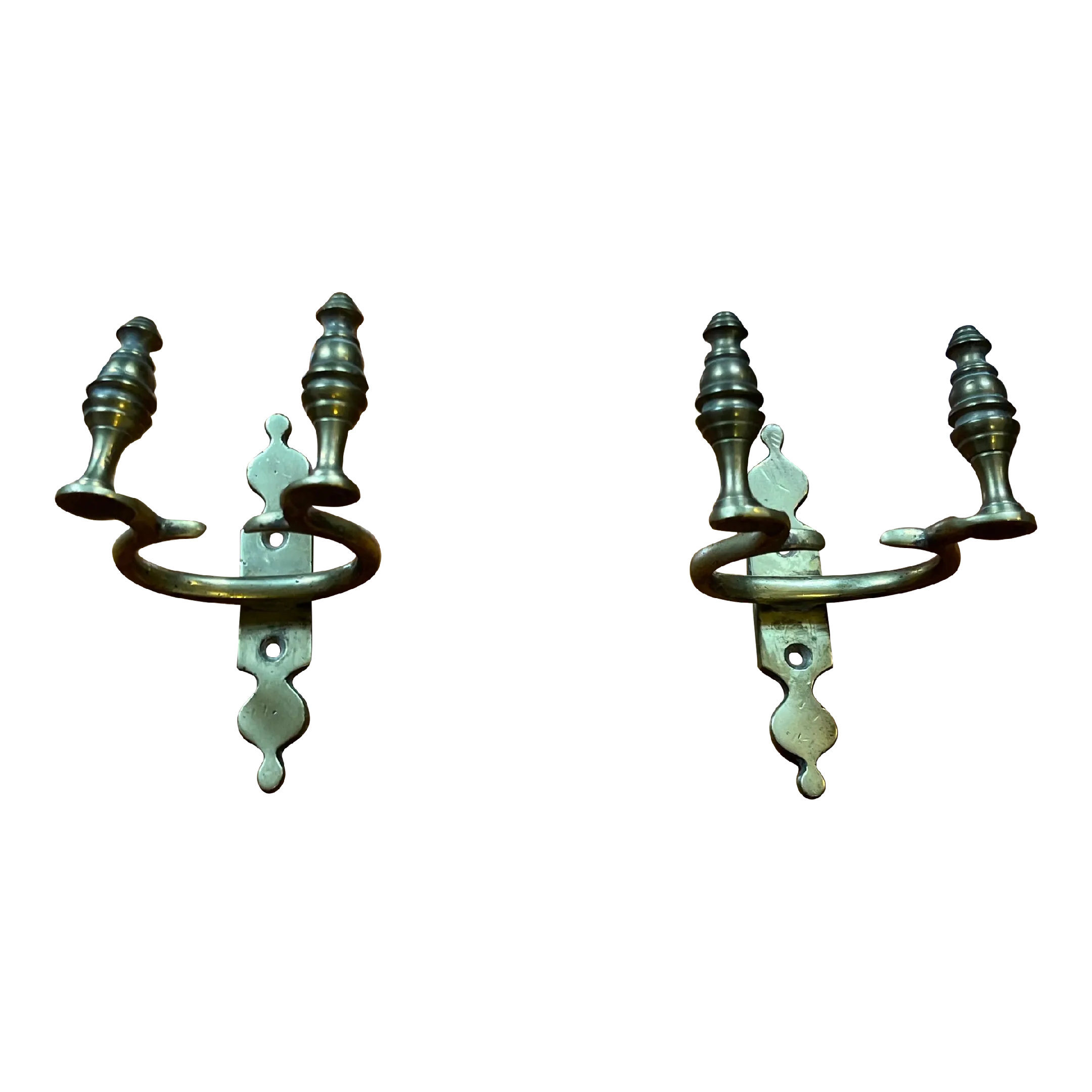 Antique 19th Century American Federal Brass Jamb Hooks With Urn Finials ...