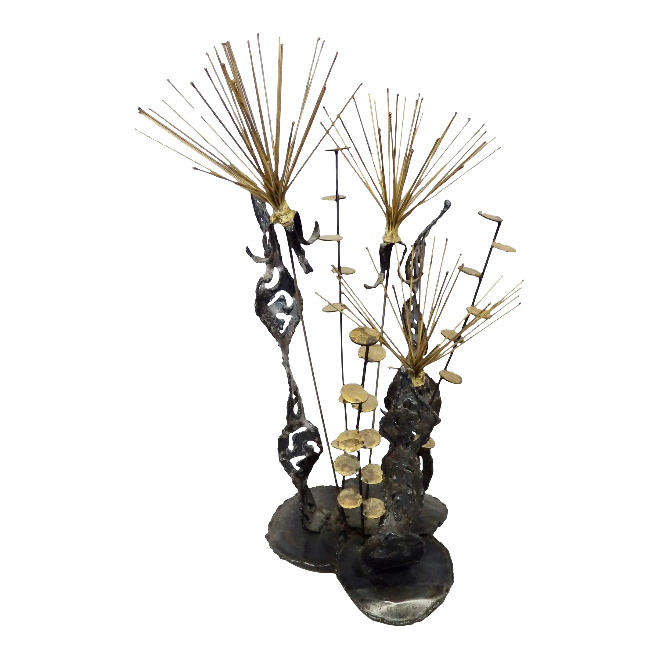 1960s Torch Cut and Welded Brass on Steel Brutalist Sculpture Signed ...