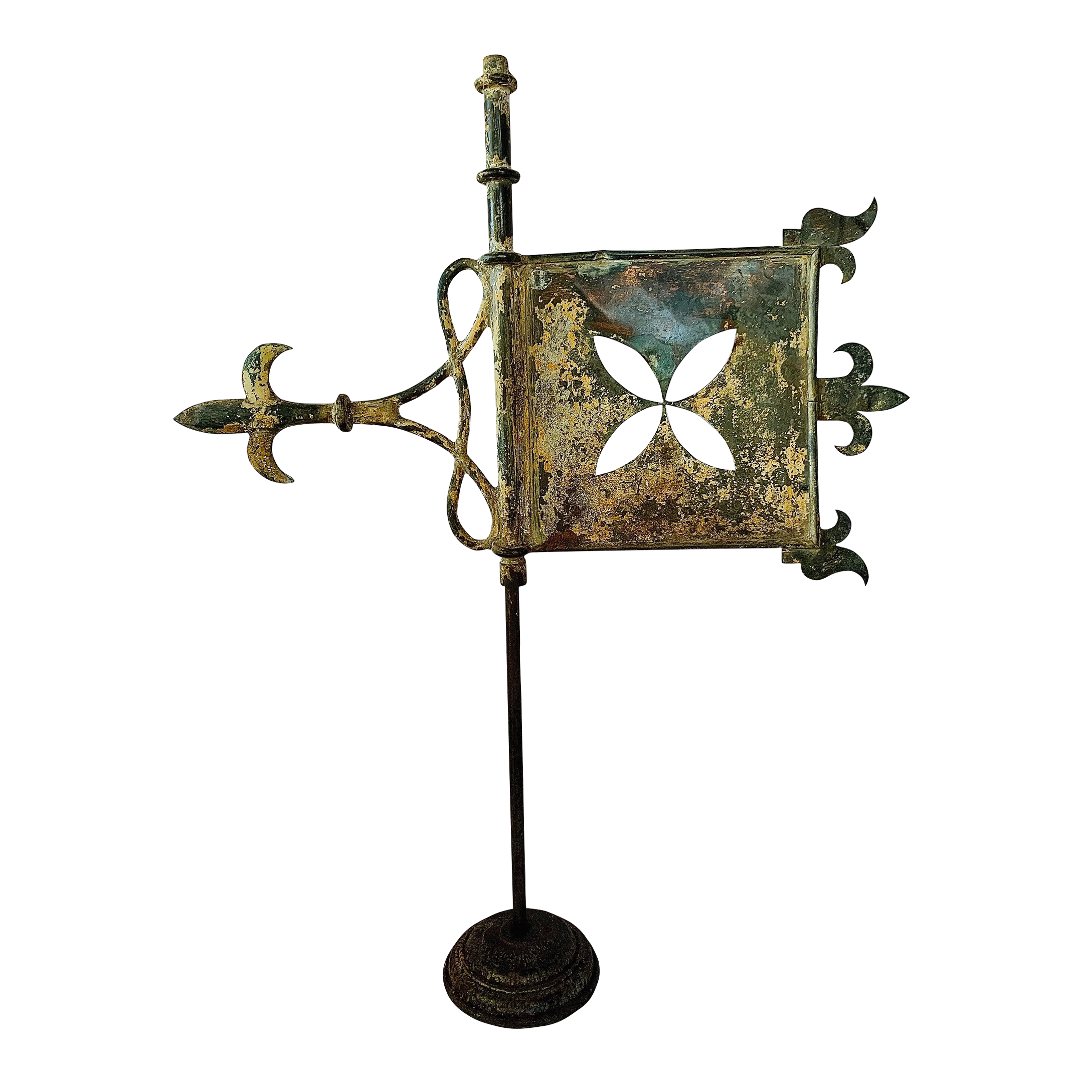 Mid-19th Century Antique French Copper Weathervane on Custom Cast Iron ...