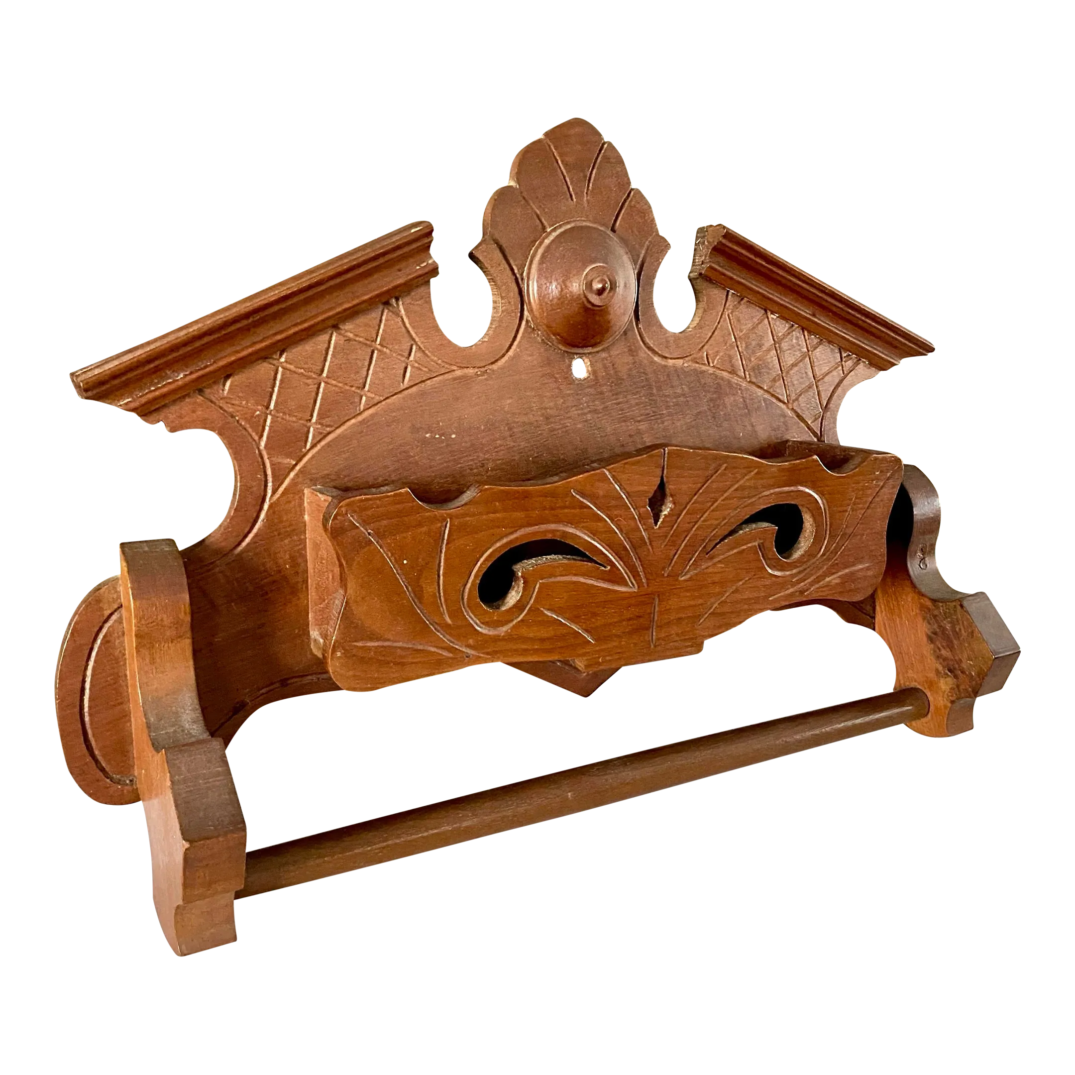 Antique Late 19th Century Eastlake Wall Pocket / Towel Holder | Chairish