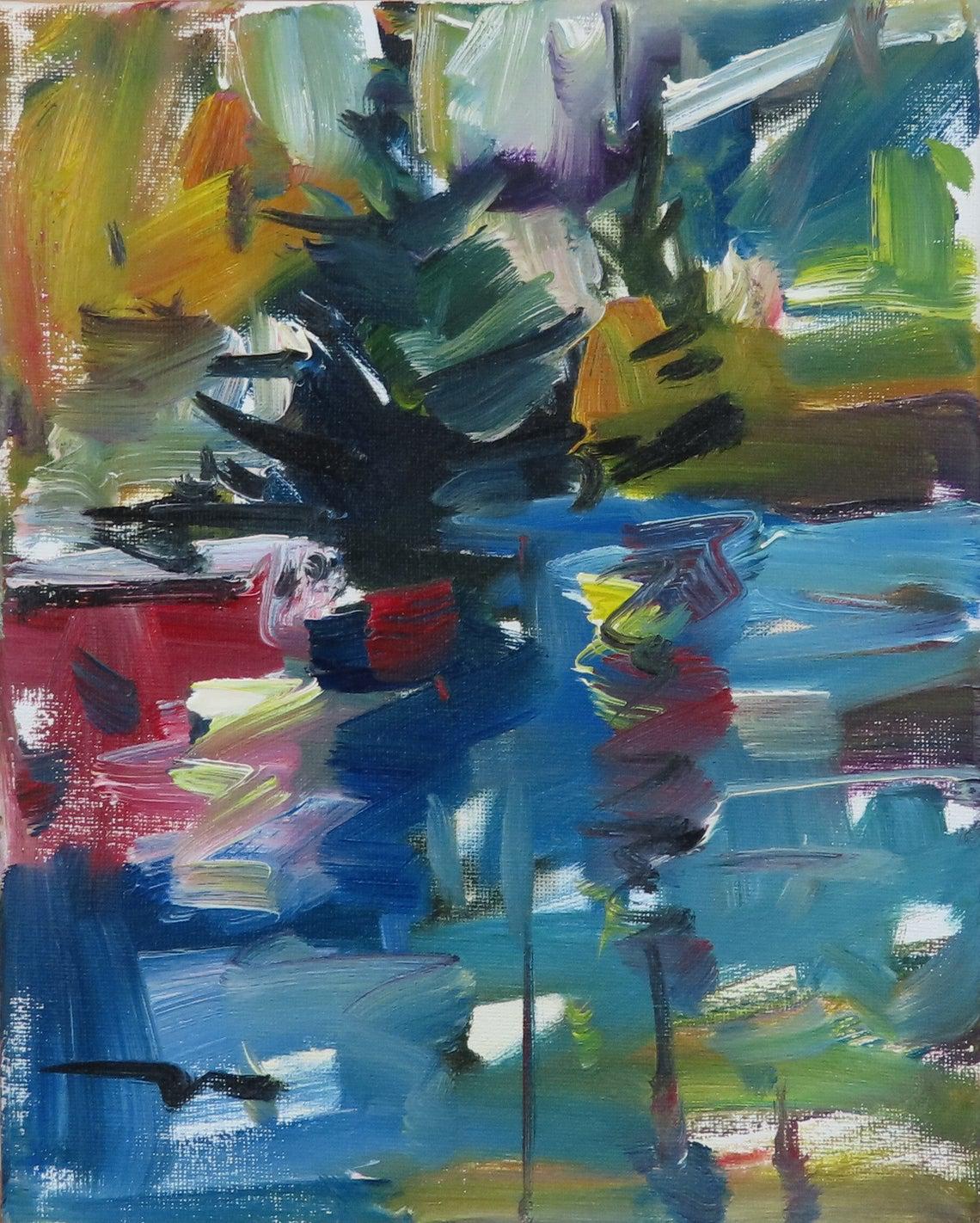 Contemporary Expressionist Style Lake Scene Oil Painting by Jose ...