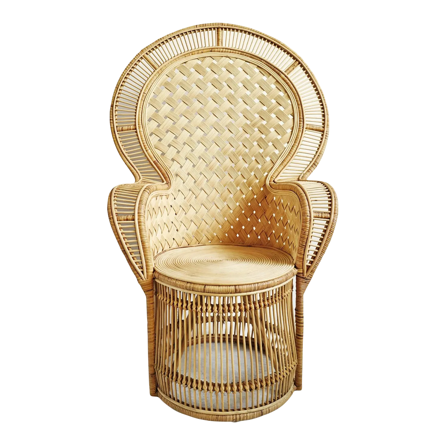 Natural Rattan Basket Fan Chair | Chairish