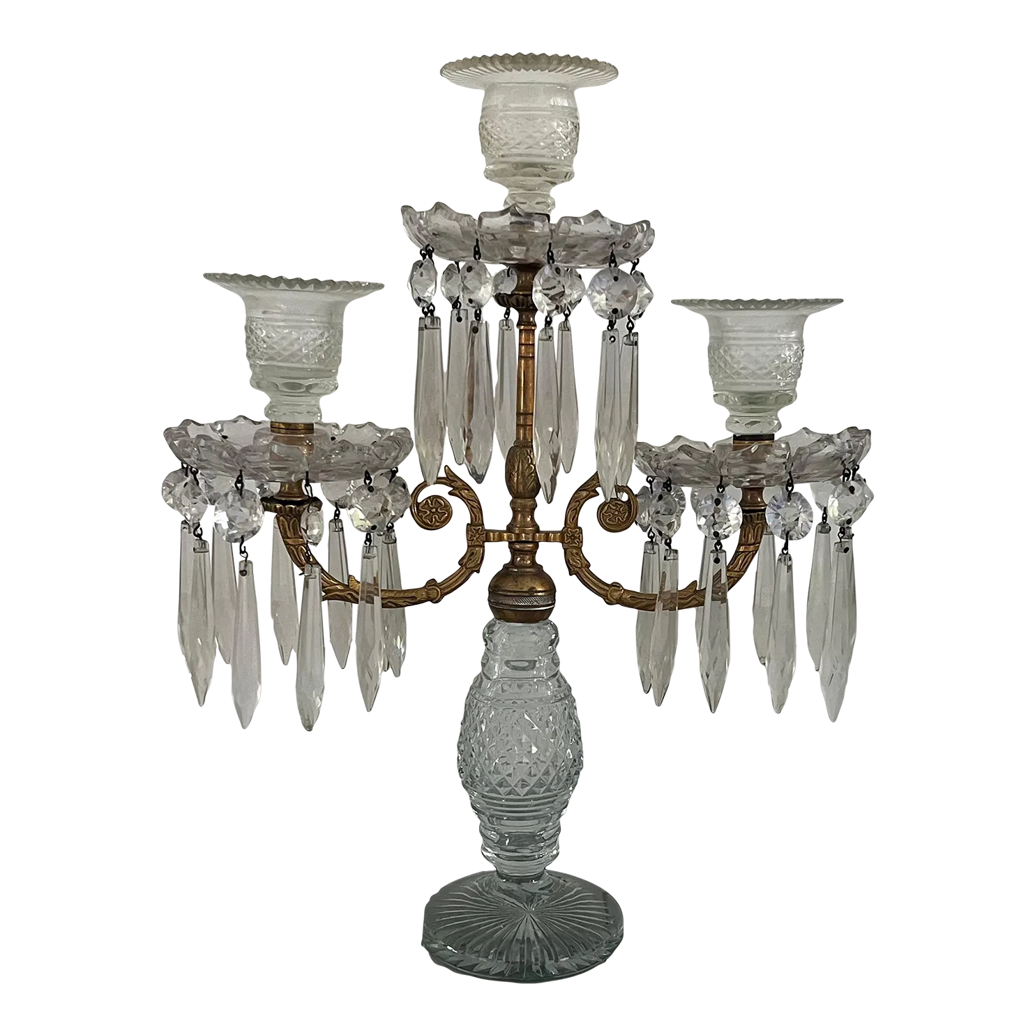Antique 19th Century English Regency Cut Crystal Girandole Luster ...