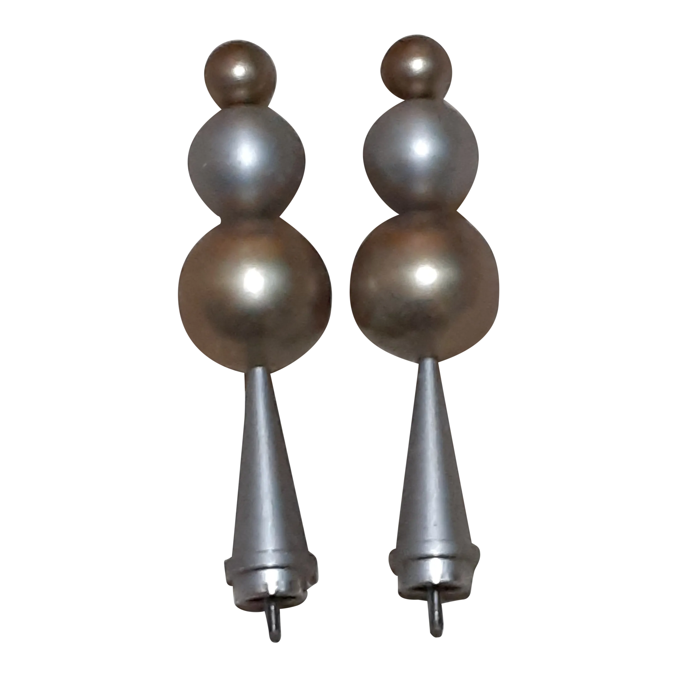 Pair Contemporary Custom 10" Drape Finials Gold and Silver Solid Metal ...