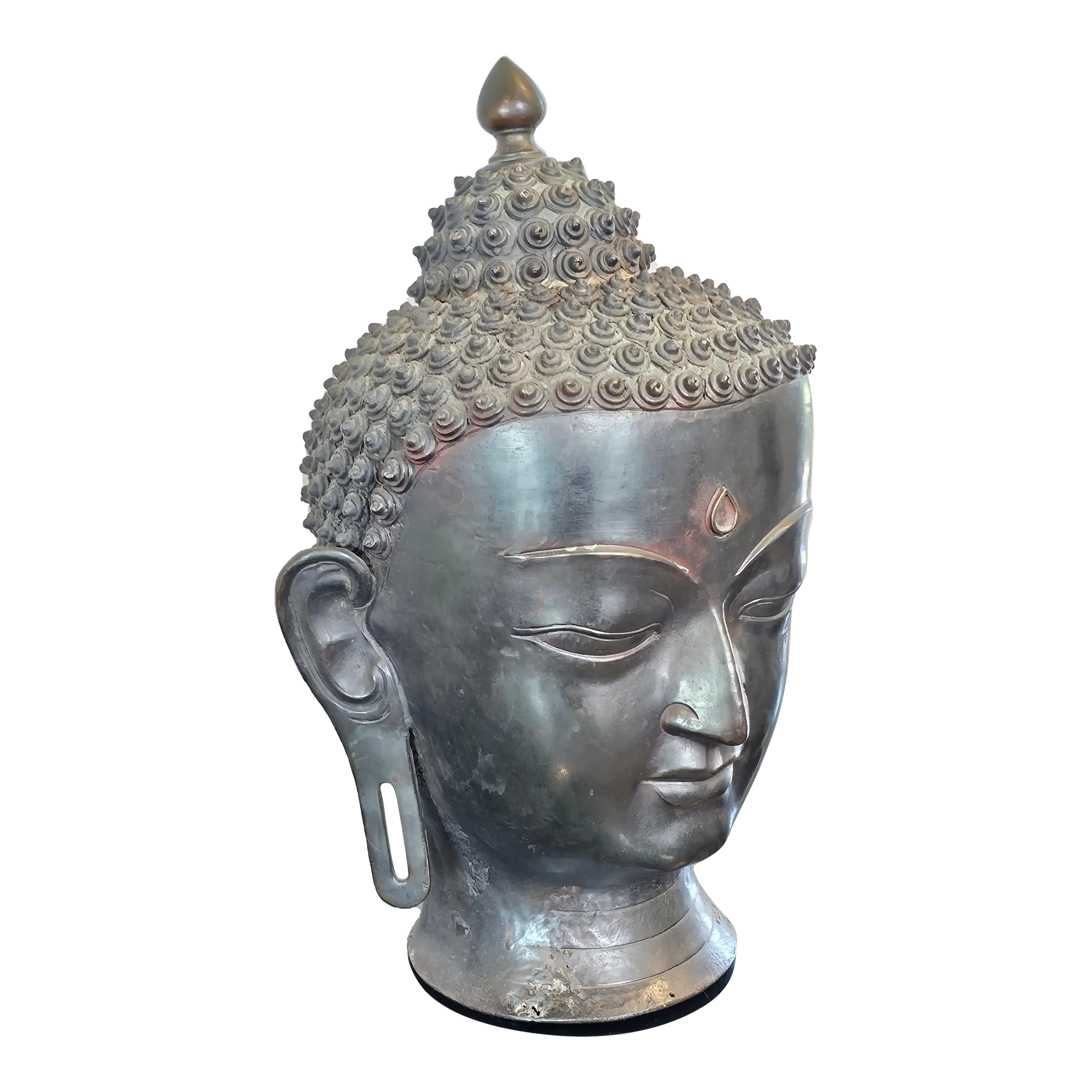 Large Life-Size 19th Century Thai Patinated Bronze Buddha Head Statue ...