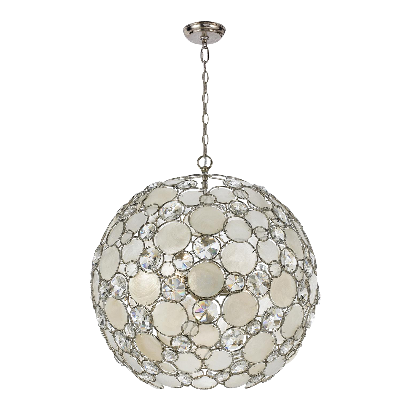 Palla 6 Light Antique Silver Sphere Chandelier | Chairish