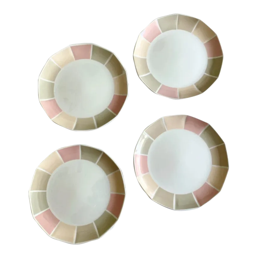 1980s Vintage Pastel Color Snack or Dessert Plates - Set of 4 | Chairish