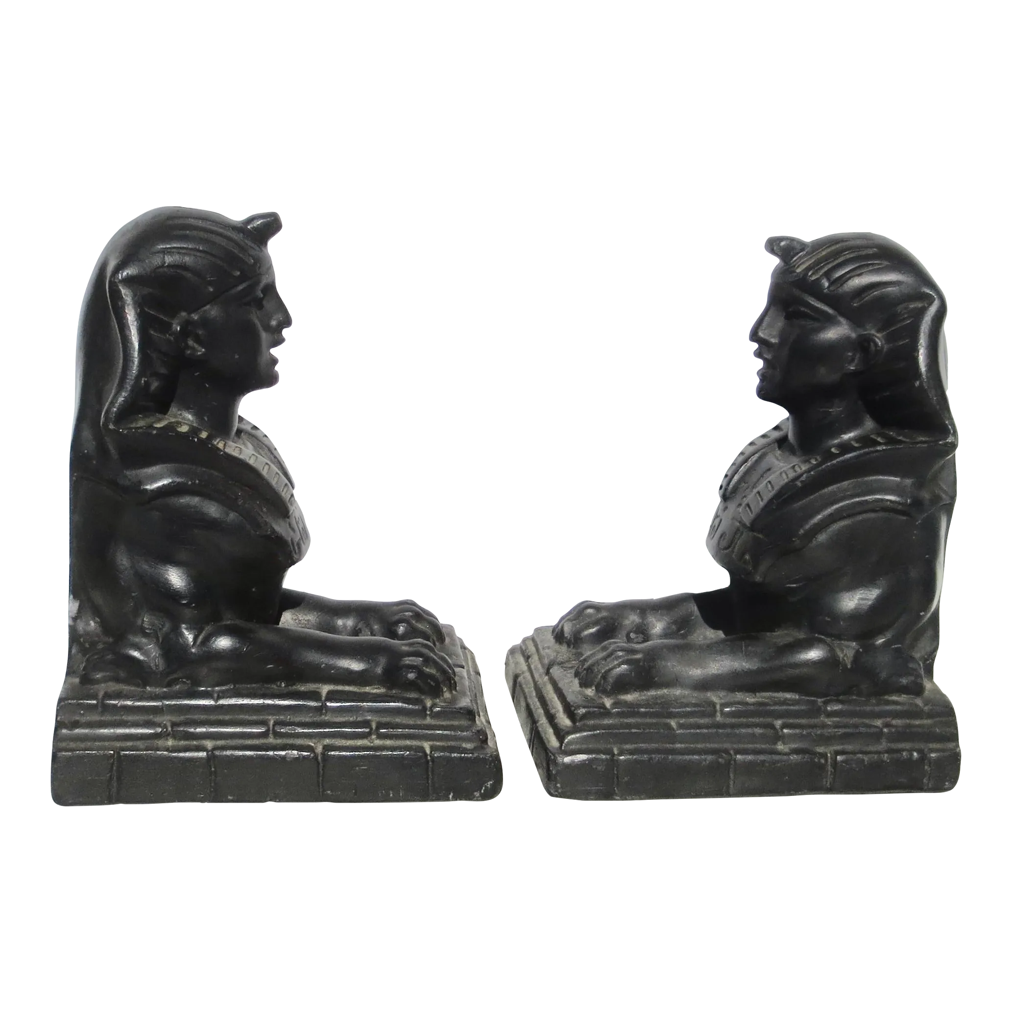 Egyptian Sphinx Resin Bookends | Chairish