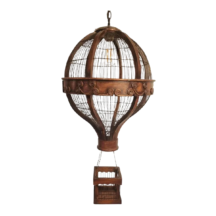 Vintage Dark Carved Wood Large Hot Air Ballon Regency Single Light ...