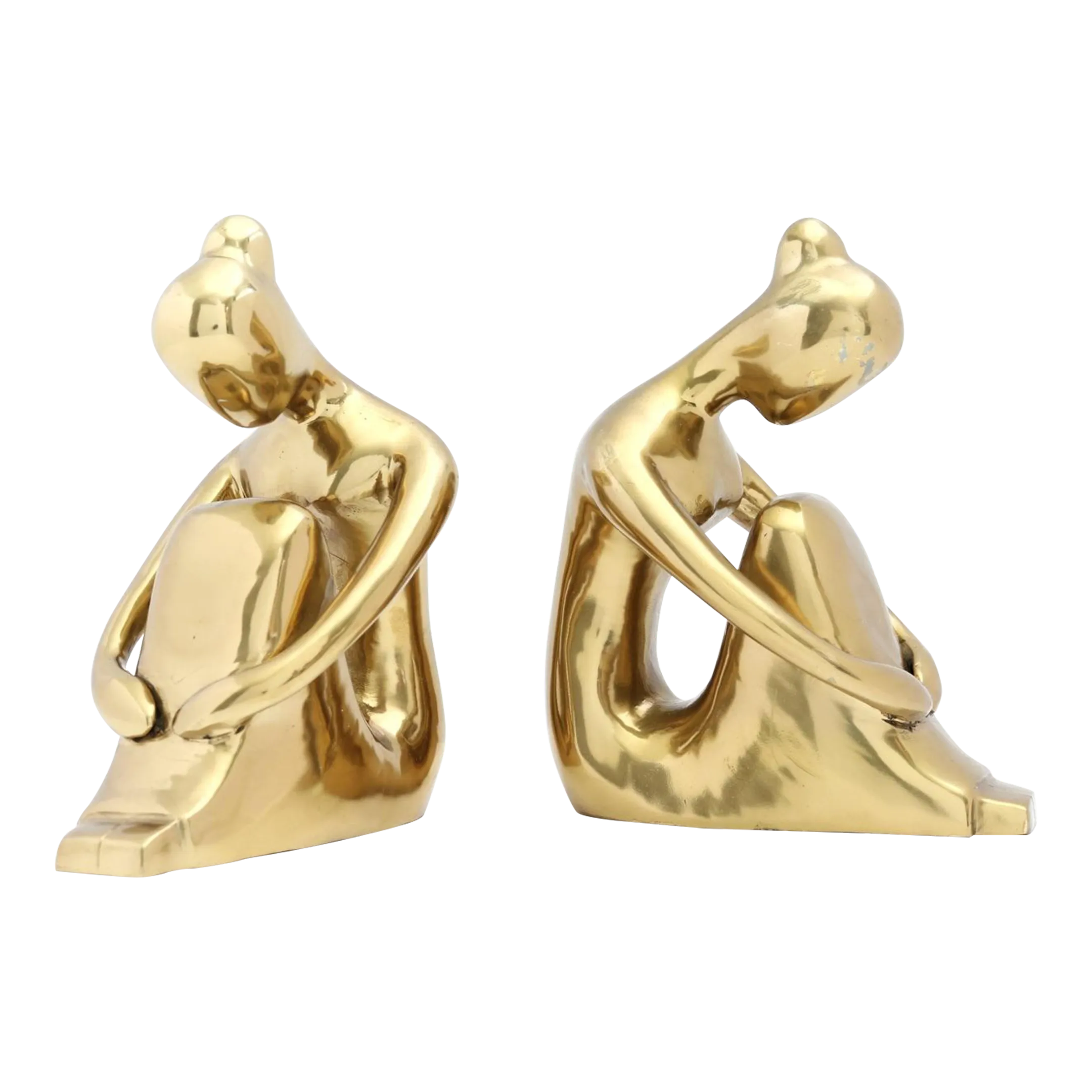 Brass Sitting Woman, Vintage Minimal Lady Bookends, a Pair | Chairish