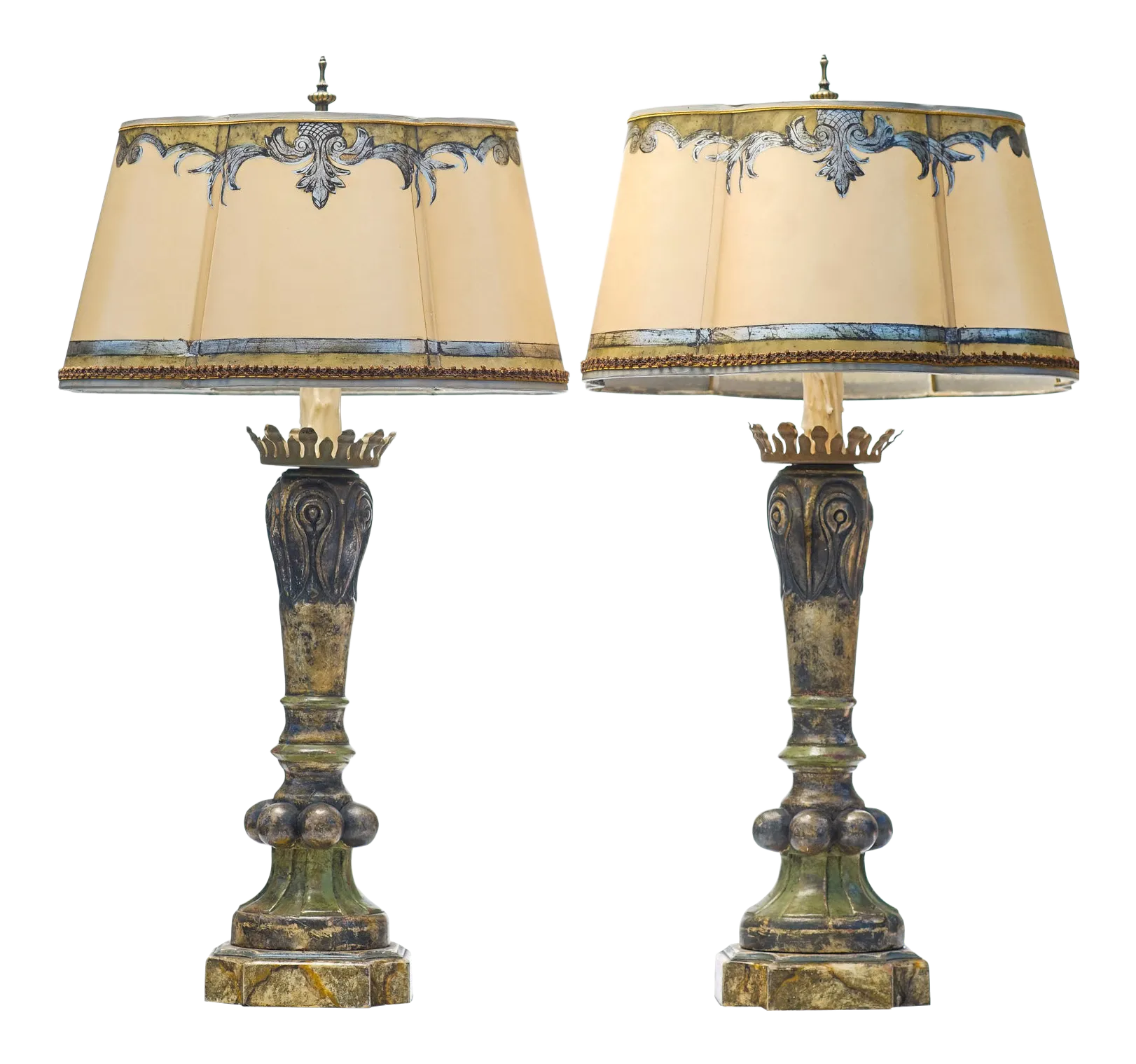 20th C. Italian Style Painted Lamps - a Pair | Chairish