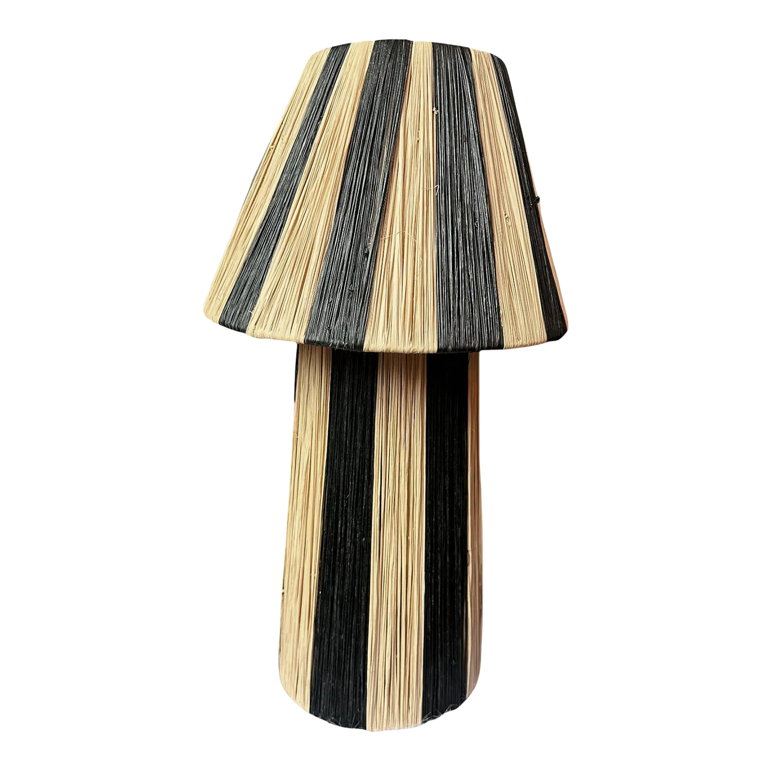 21st Century Black Raffia Table Lamp With Lampshade | Chairish