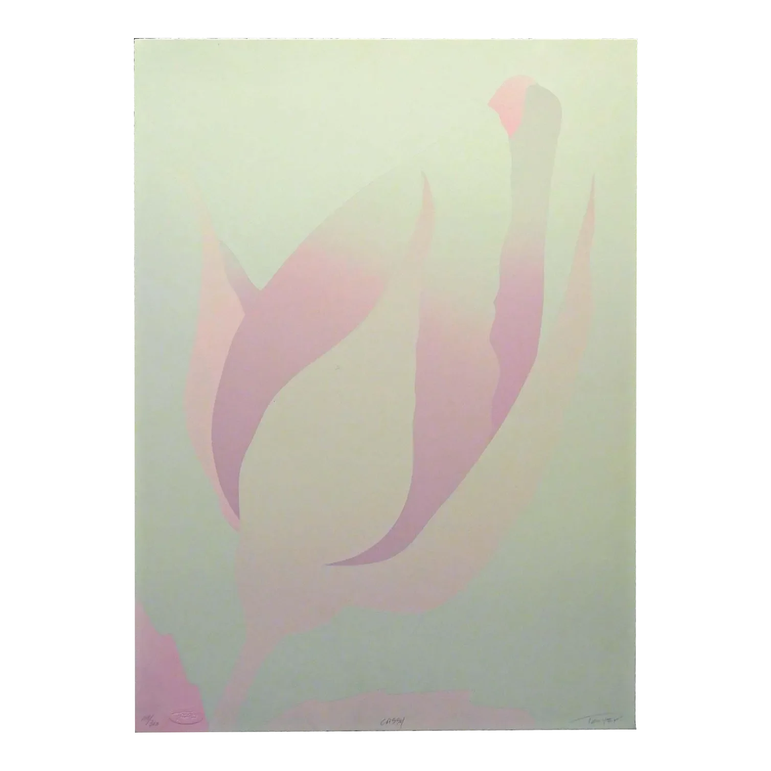 1980s Don Trager "Cassy" Sn Serigraph Pink Tulip Floral Art Artwork ...