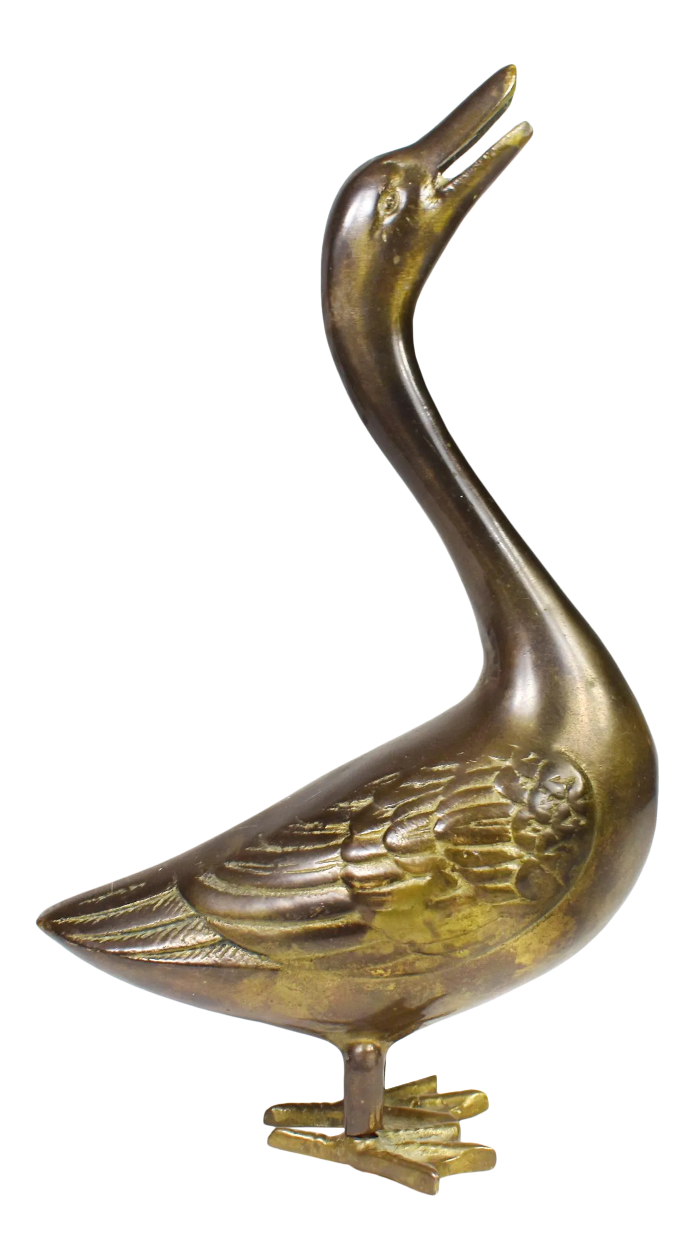 Vintage Brass Duck Bird Model Figurine | Chairish