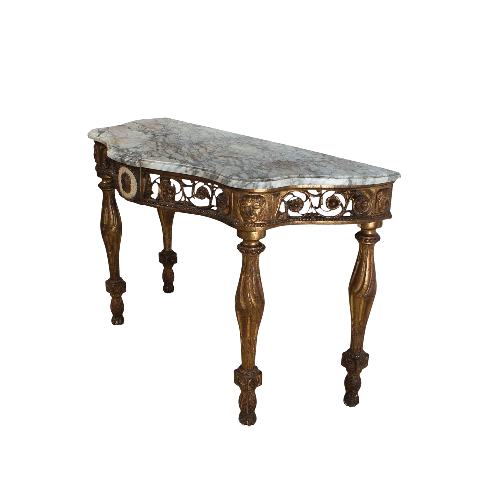 1870s Italian Neoclassical Mecca Gilt Console With Later Marble Top ...