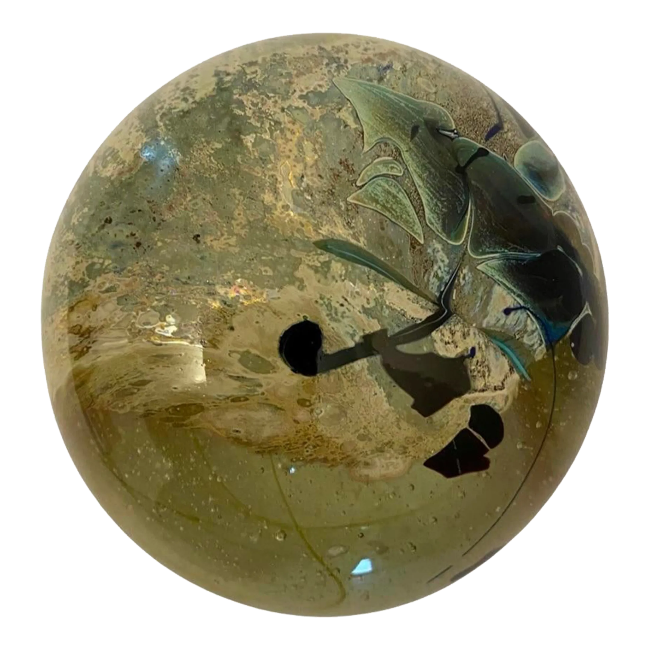 Vintage Art Glass Sphere Paperweight Crafted Signed Dated 1976 | Chairish