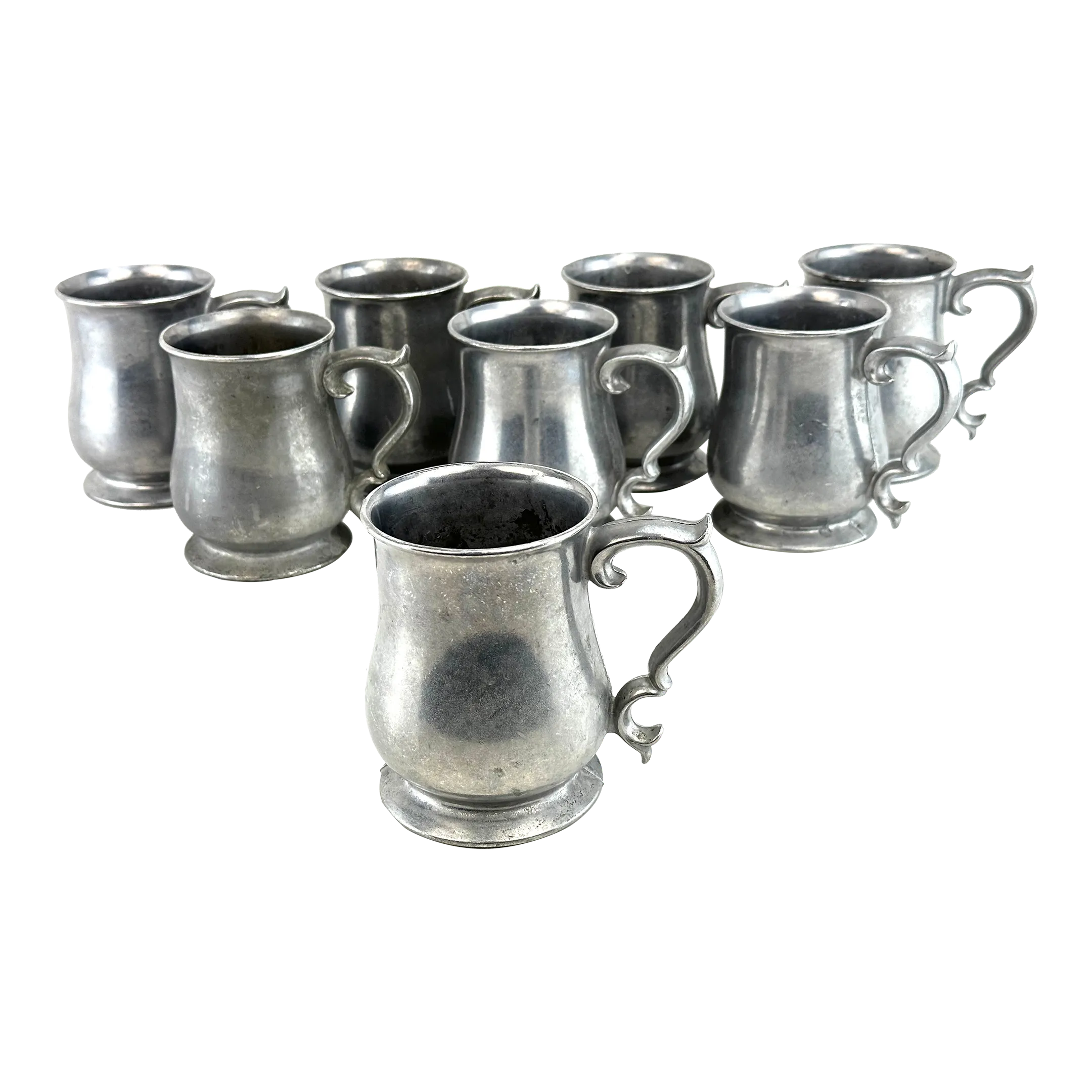1940s Solid Pewter Beer Tankards- Set of 8 | Chairish