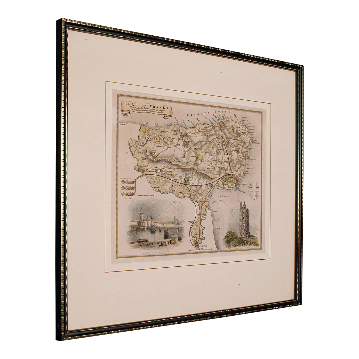1850's Antique Lithography Map Isle of Thanet | Chairish