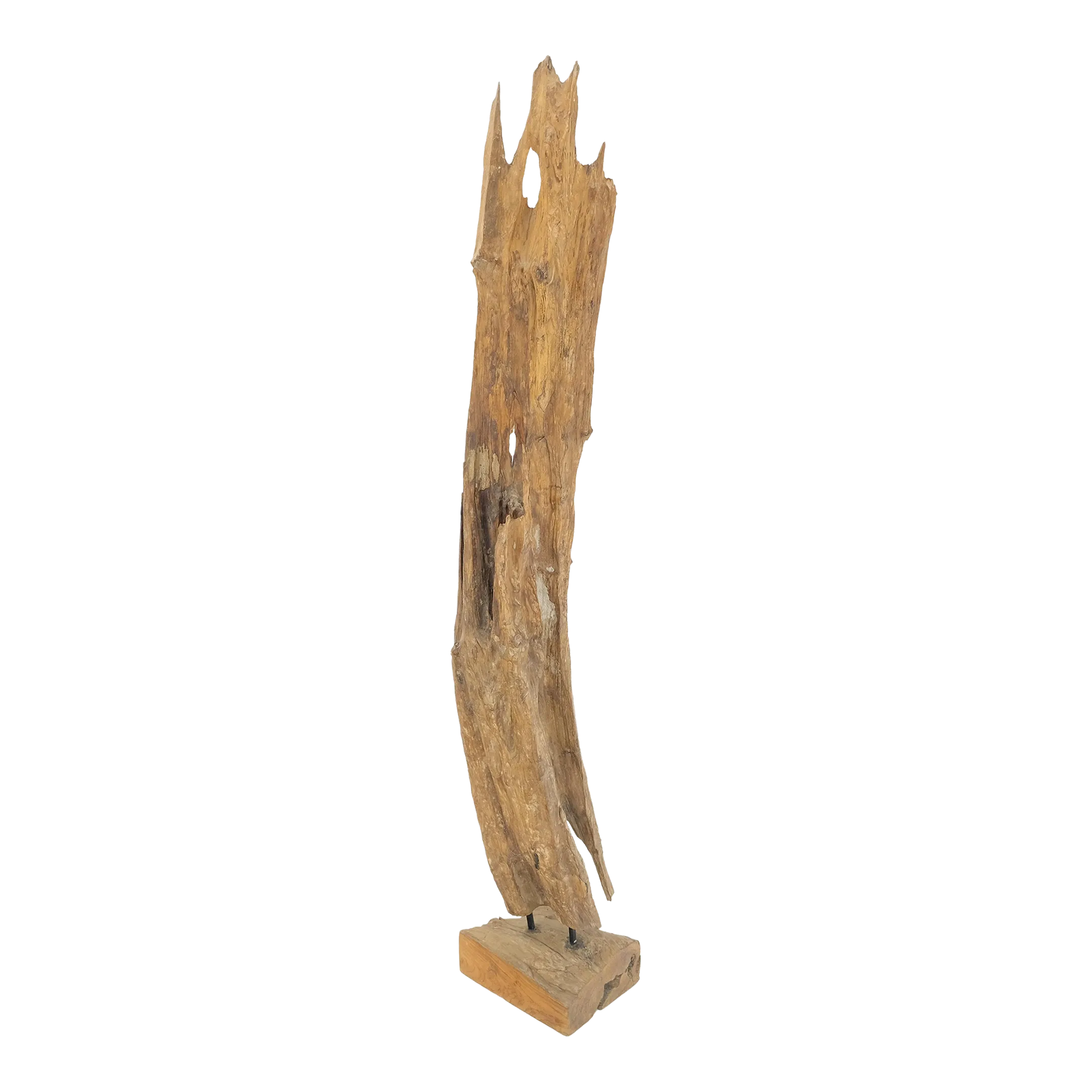 Large Standing 6.5' Tall Abstract Driftwood Sculpture on Wooden Block ...