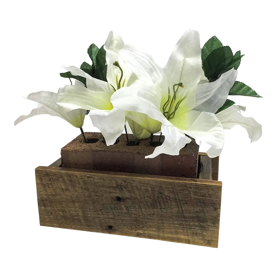 Rustic Wood Flower Frog Brick Vase by Some Like It Rough | Chairish