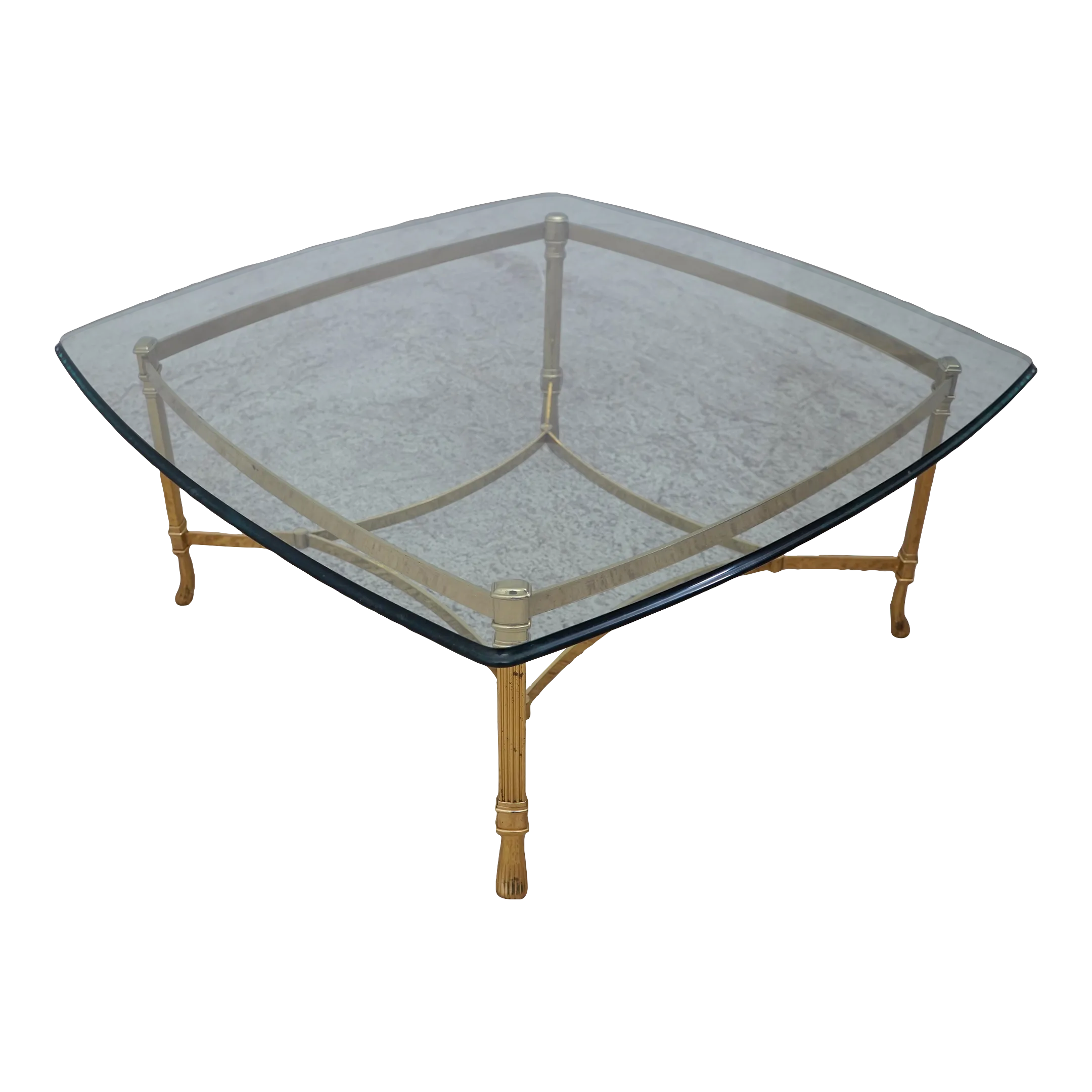 Labarge Brass & Glass Top Coffee Table | Chairish