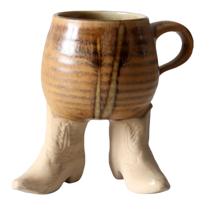 Vintage Studio Pottery Cowboy Western Mug | Chairish