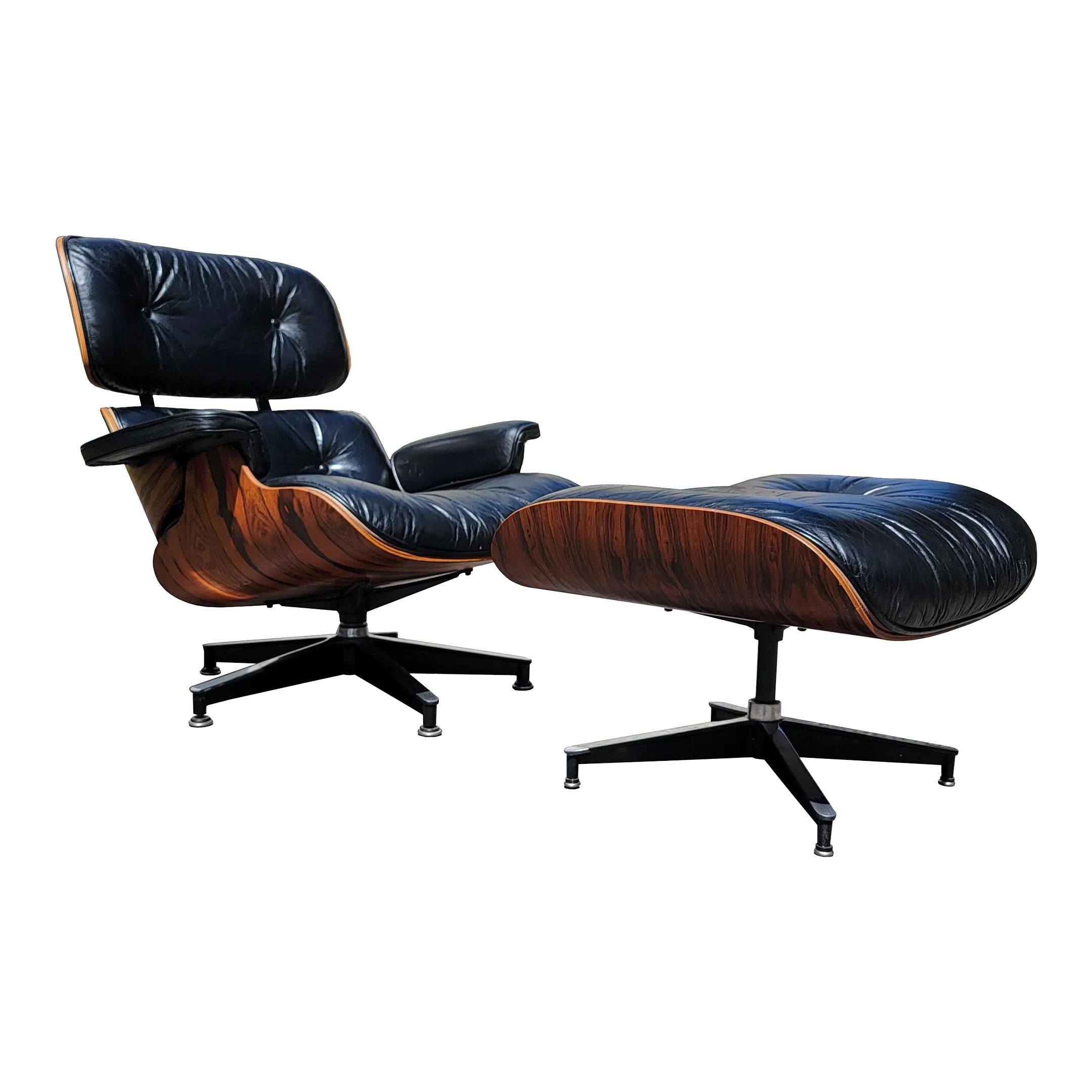 Rosewood Mid-Century Modern Eames Lounge Chair and Ottoman 670 and 671 ...