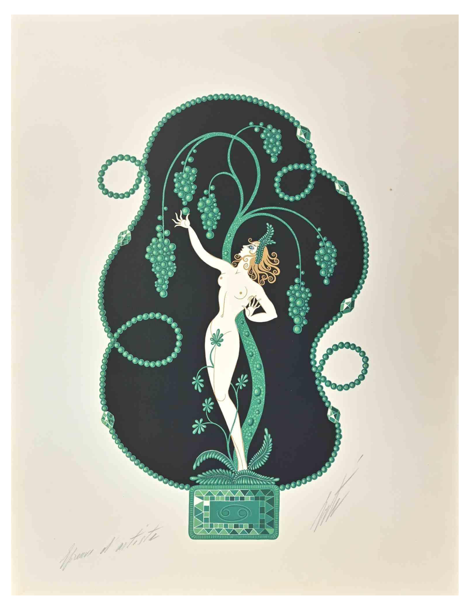 Erté, Emerald, Lithograph, 1969 | Chairish