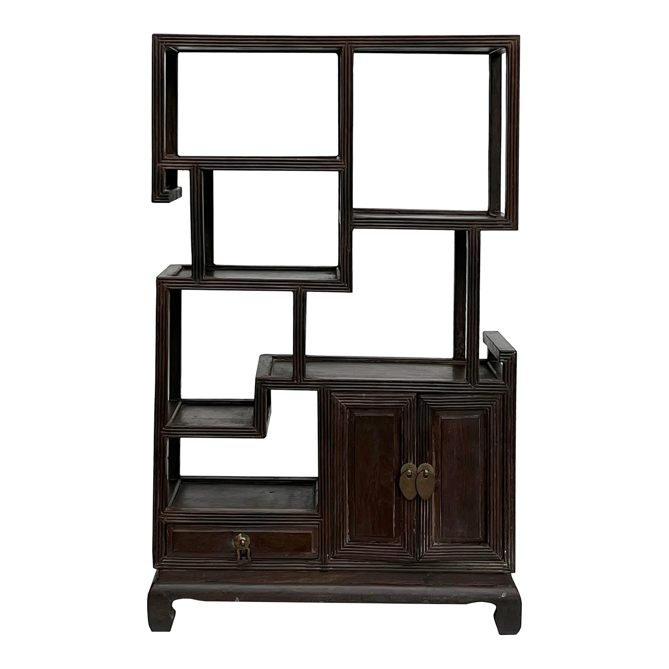 Chinese Vintage Solid Wood Curio Desktop Display Chest Stand | Chairish