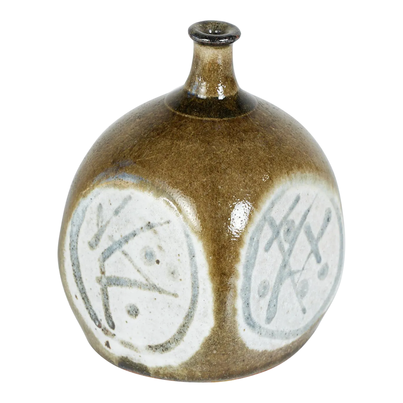 Kenzan Style Japanese Ceramic Glazed Weed Pot | Chairish