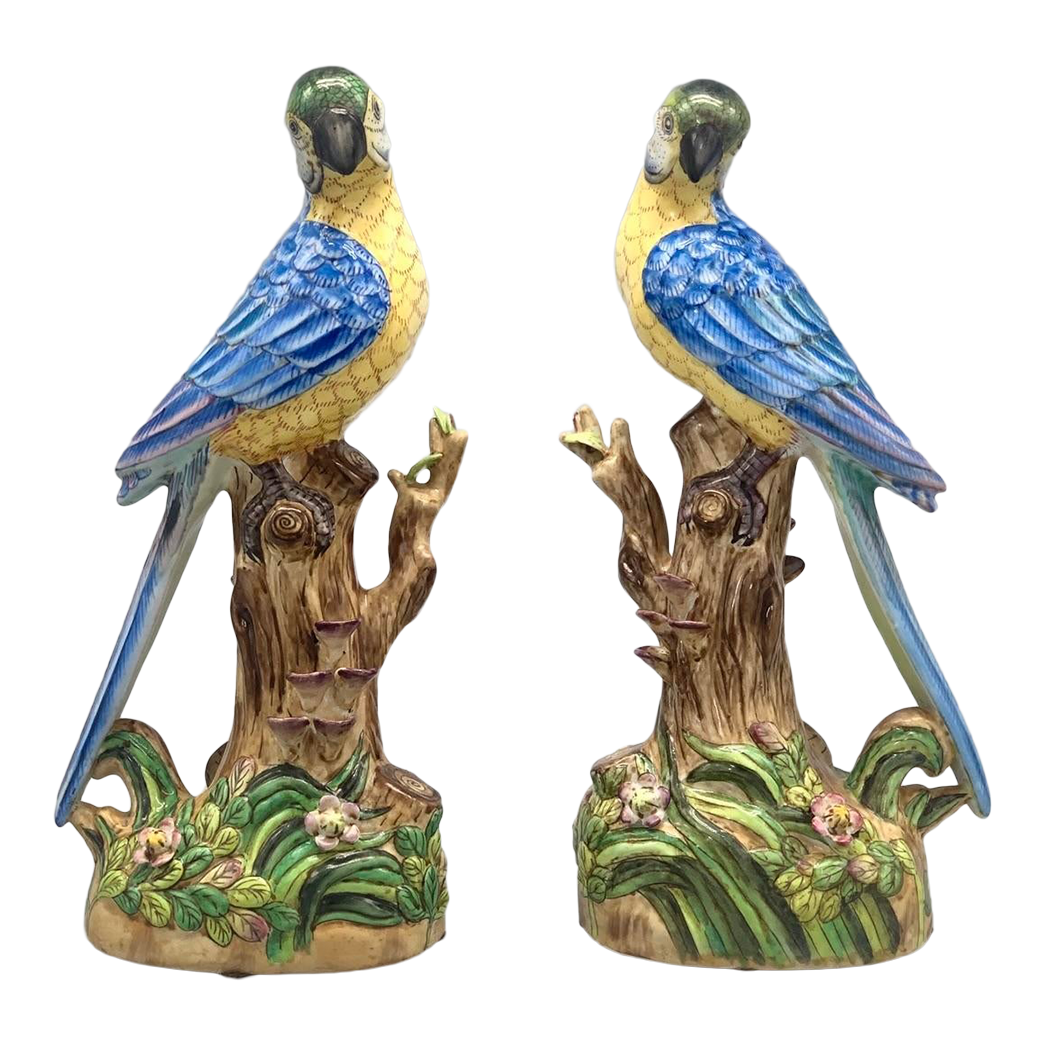 1960s Pair of Vintage Porcelain Hand Painted Parrots Andrea by Sadek ...
