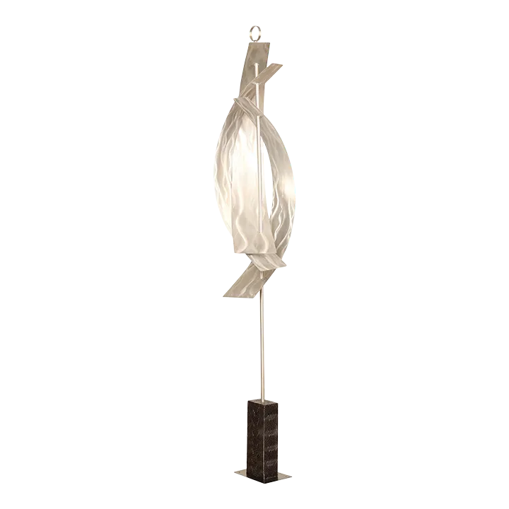 Contemporary Abstract Kinetic Metal Sail Large Sculpture | Chairish