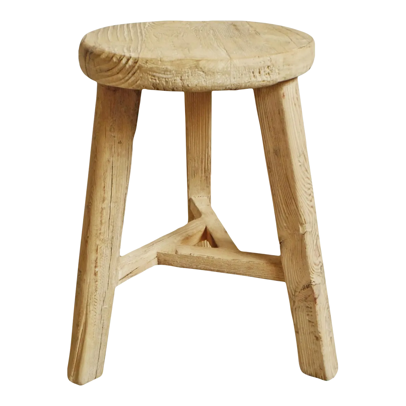 Natural Elm Village Three-Leg Stool | Chairish