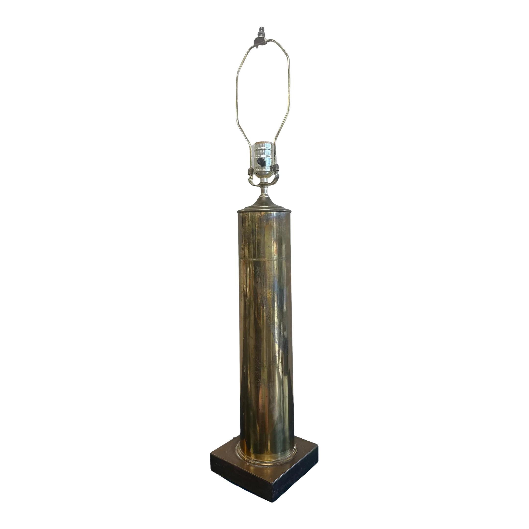Mid 20th Century Trench Art Style - Artillery Shell Lamp With Square ...