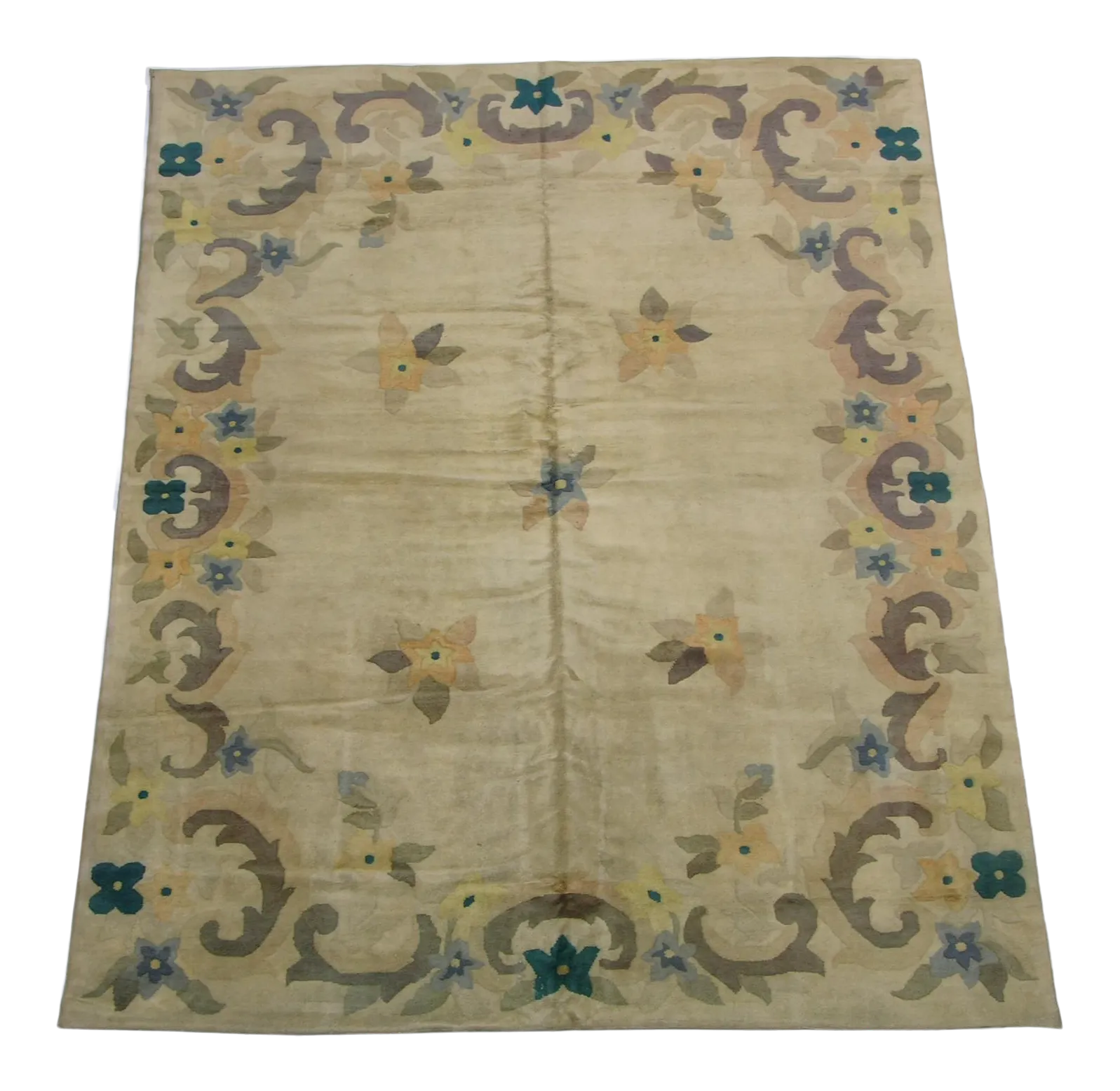 Antique Chinese Rug with Floral Design | Chairish