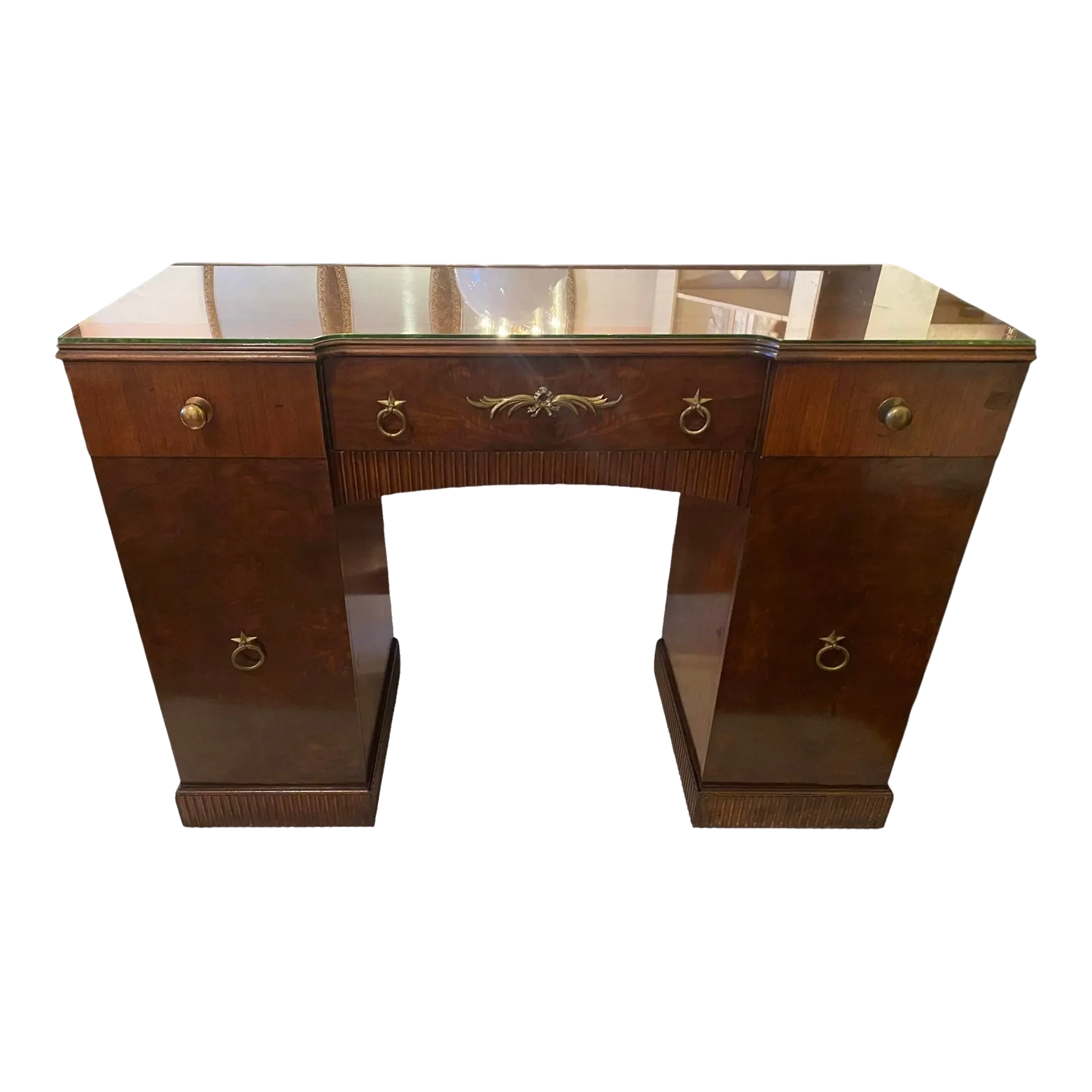 1930s Vintage Art Deco Walnut Desk John M Smyth