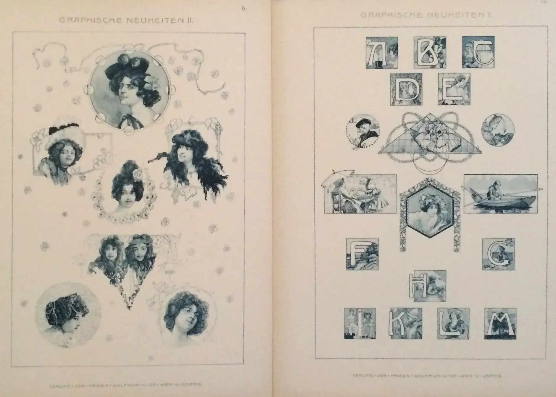 1900 German Decorator Blue Detail Prints - Pair | Chairish