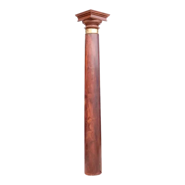 Brass Mounted Solid Rosewood Pillar with Teak Capital | Chairish