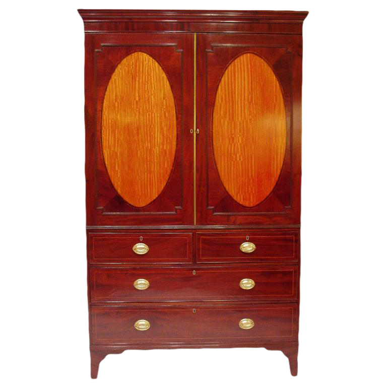 Regency Hepplewhite Linen Press with Pull-Out Shelves and Drawers ...