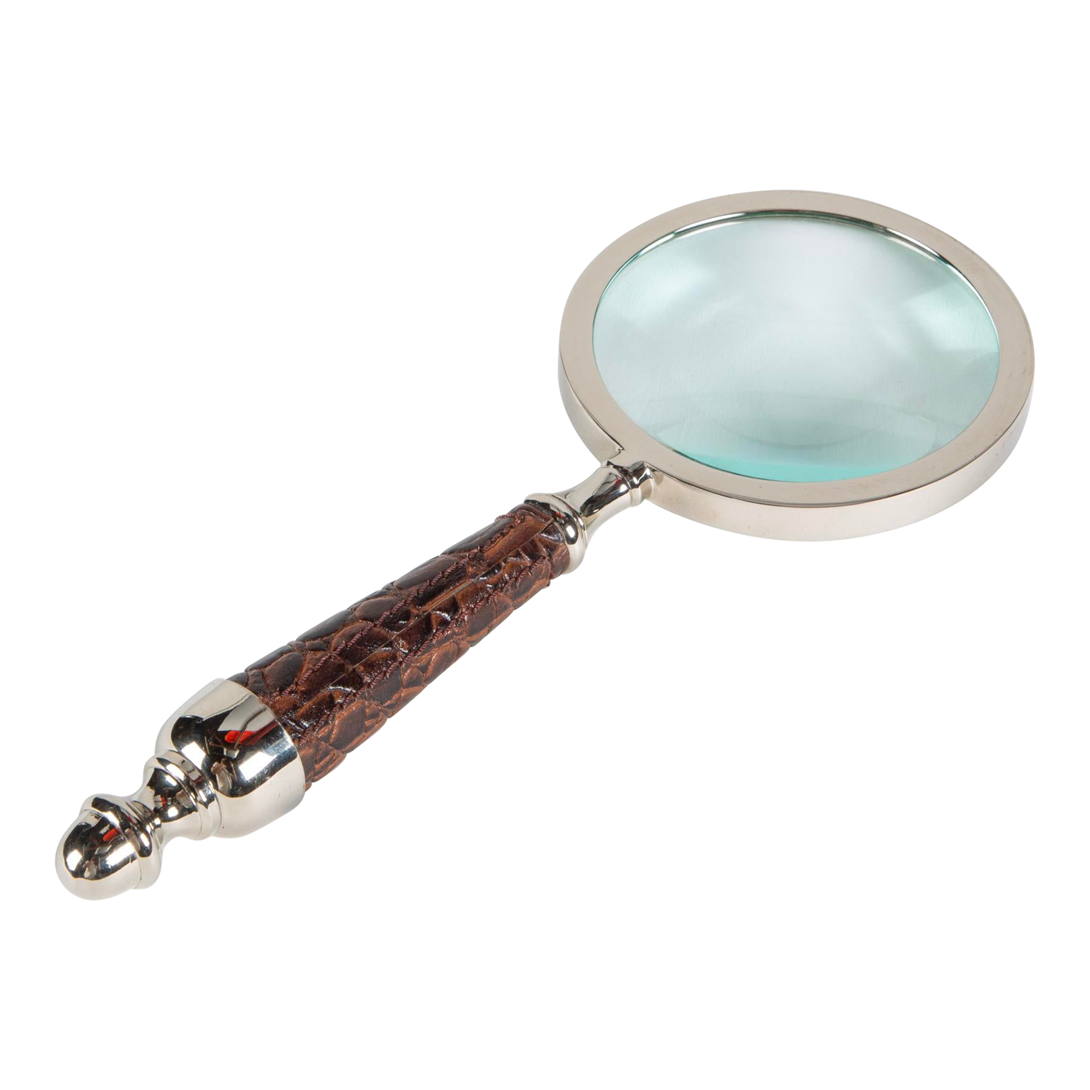 Magnifying Glass With Leather Croc Embossed Handle | Chairish