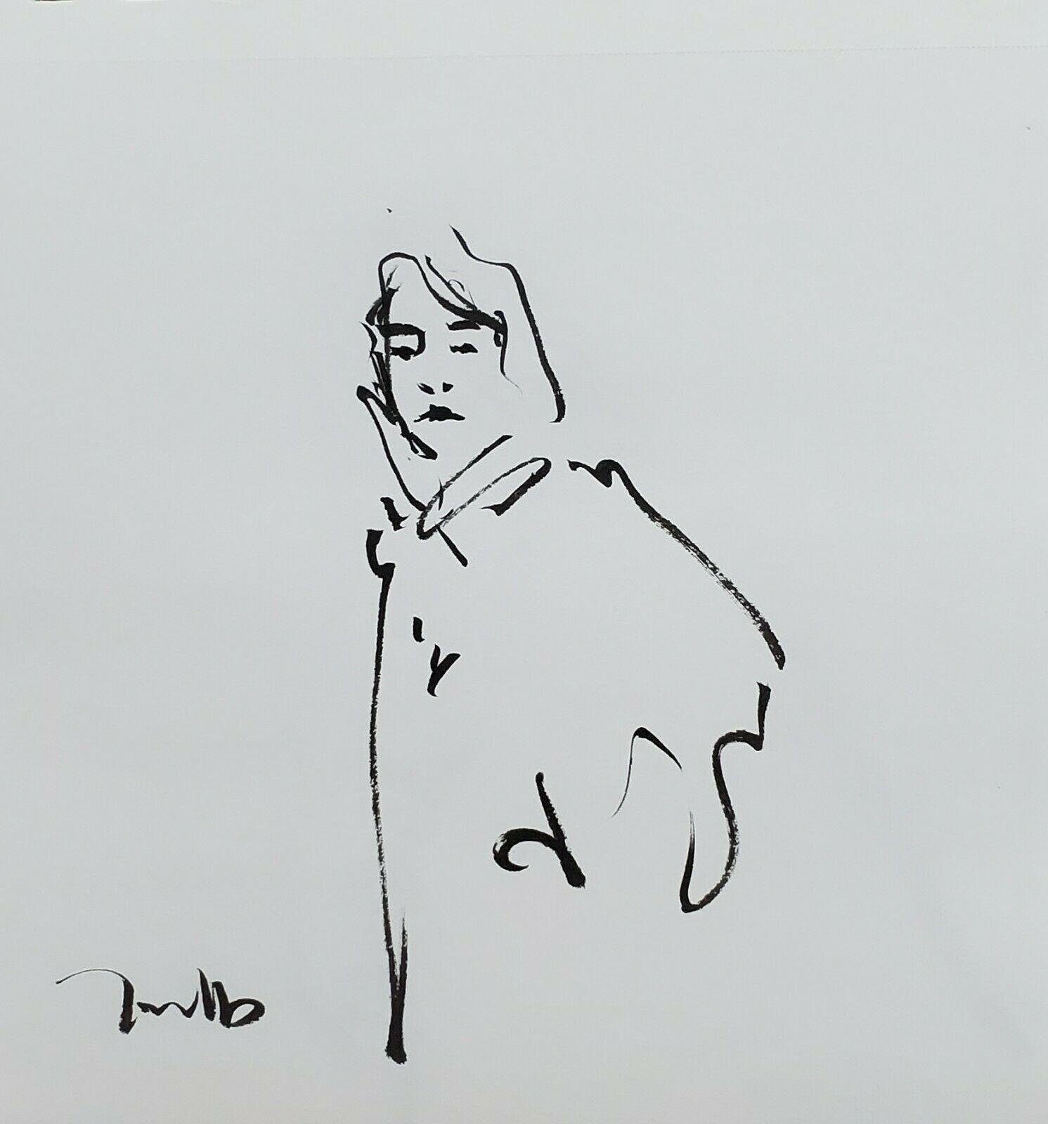 Contemporary Expressionist Style Figurative Ink Drawing by Jose ...