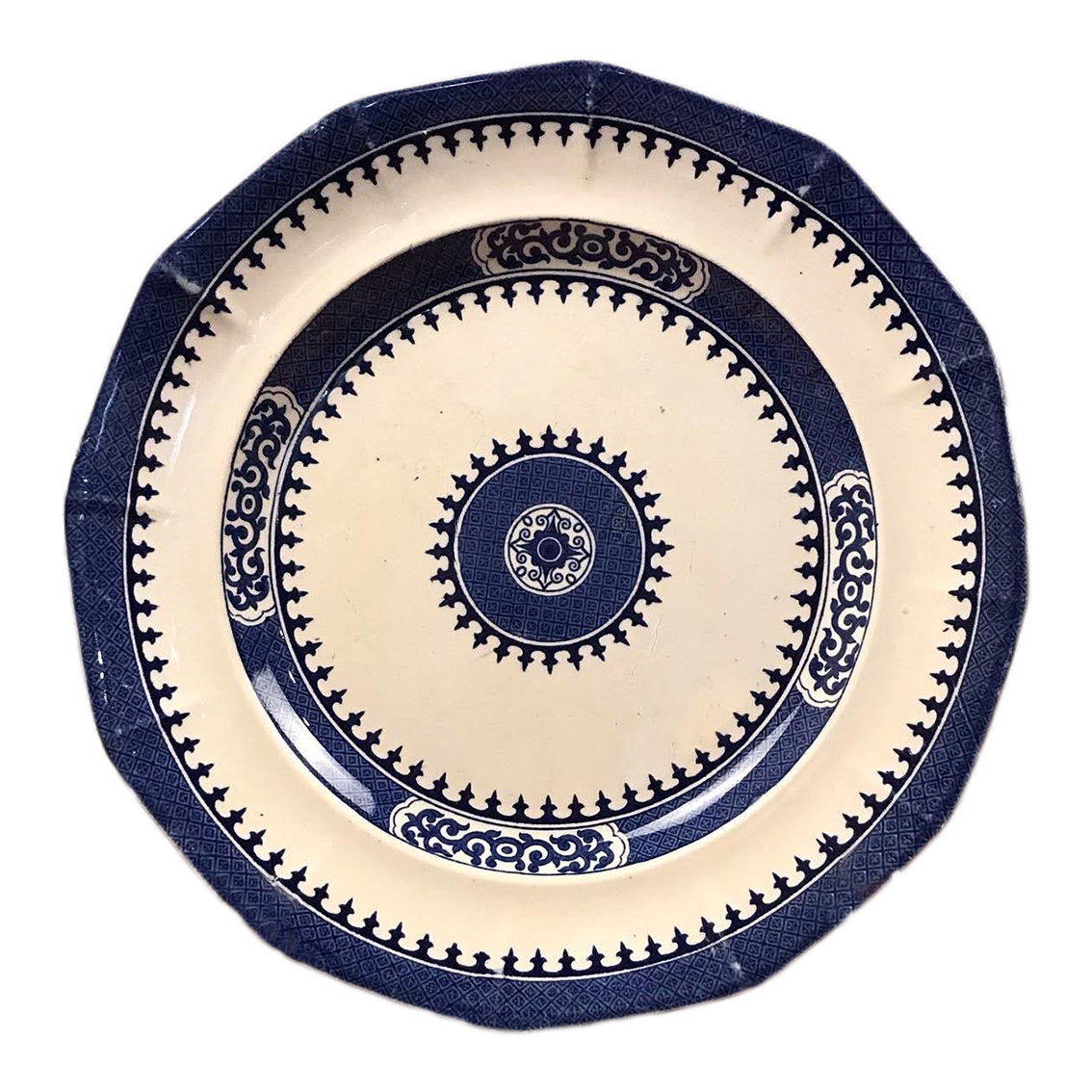 19th Century John Wedgwood Blue & White Dagger Plate | Chairish