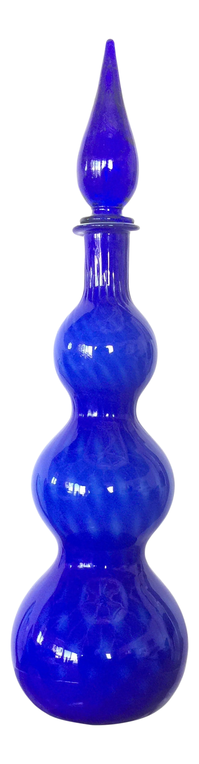 1960s Cobalt Blue Gurgle Decanter | Chairish