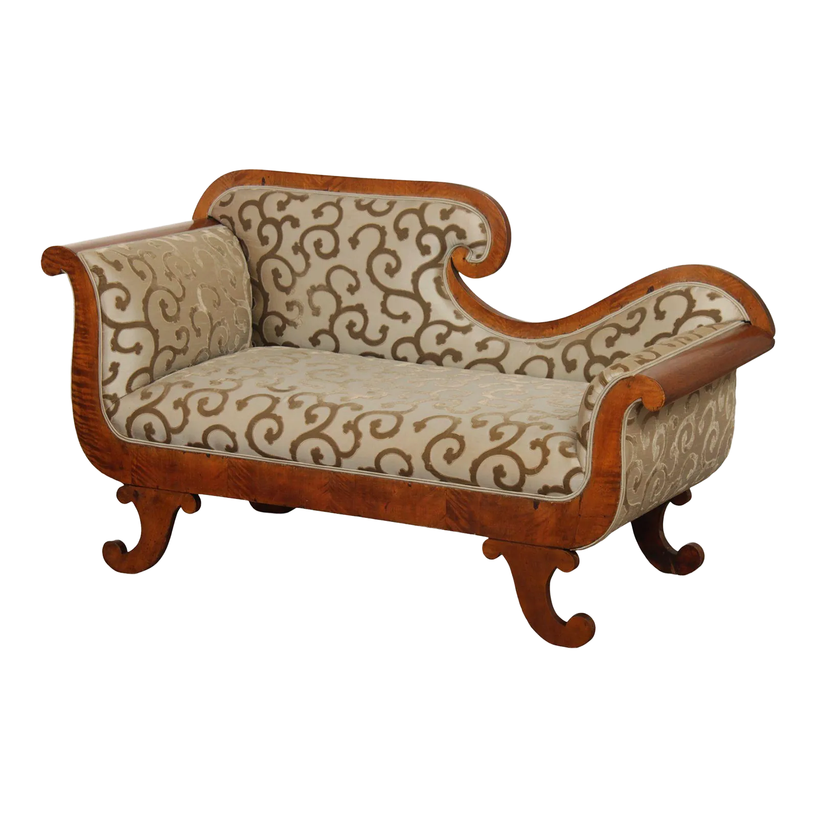 Antique Biedermeier Carved Maple Recamier | Chairish