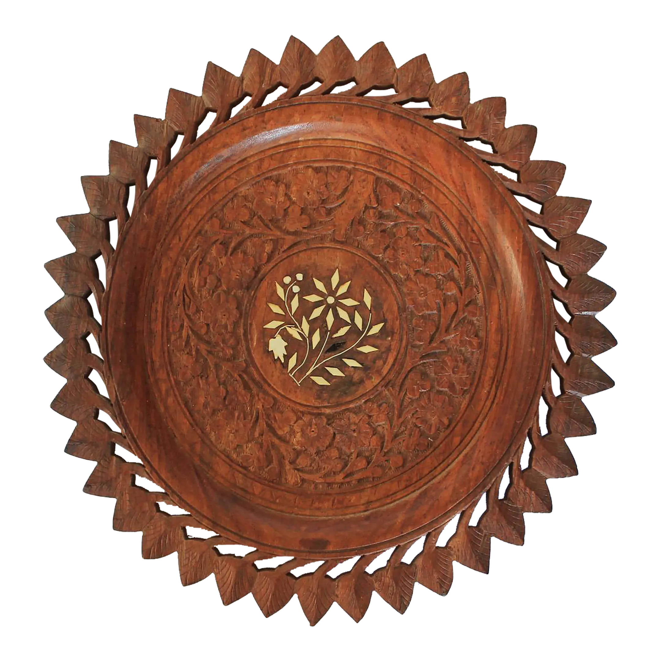 Vintage Hand Carved Wood Plate | Chairish