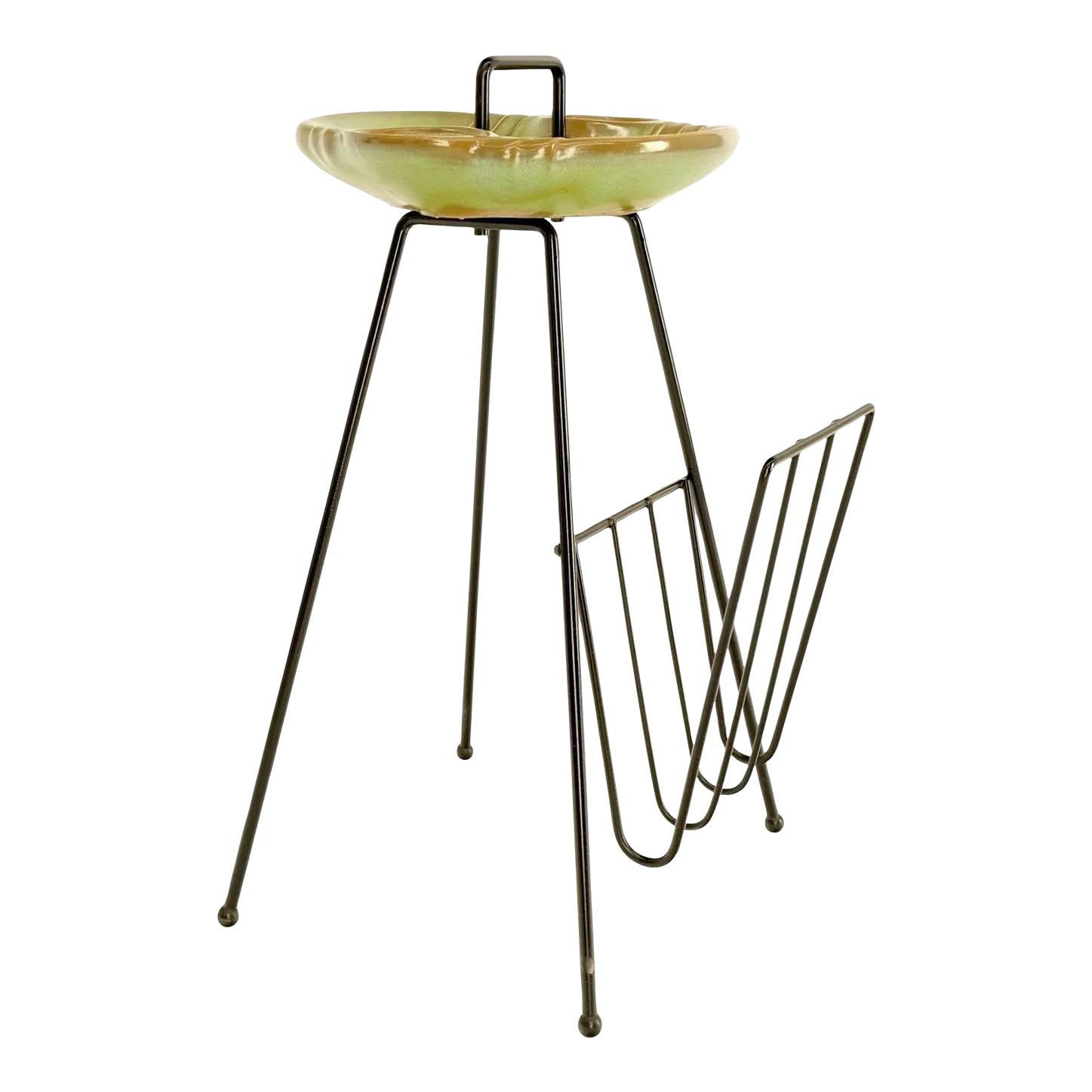 Mid-Century Modern Ceramic Ashtray on Wire Legs Magazine Rack Stand ...
