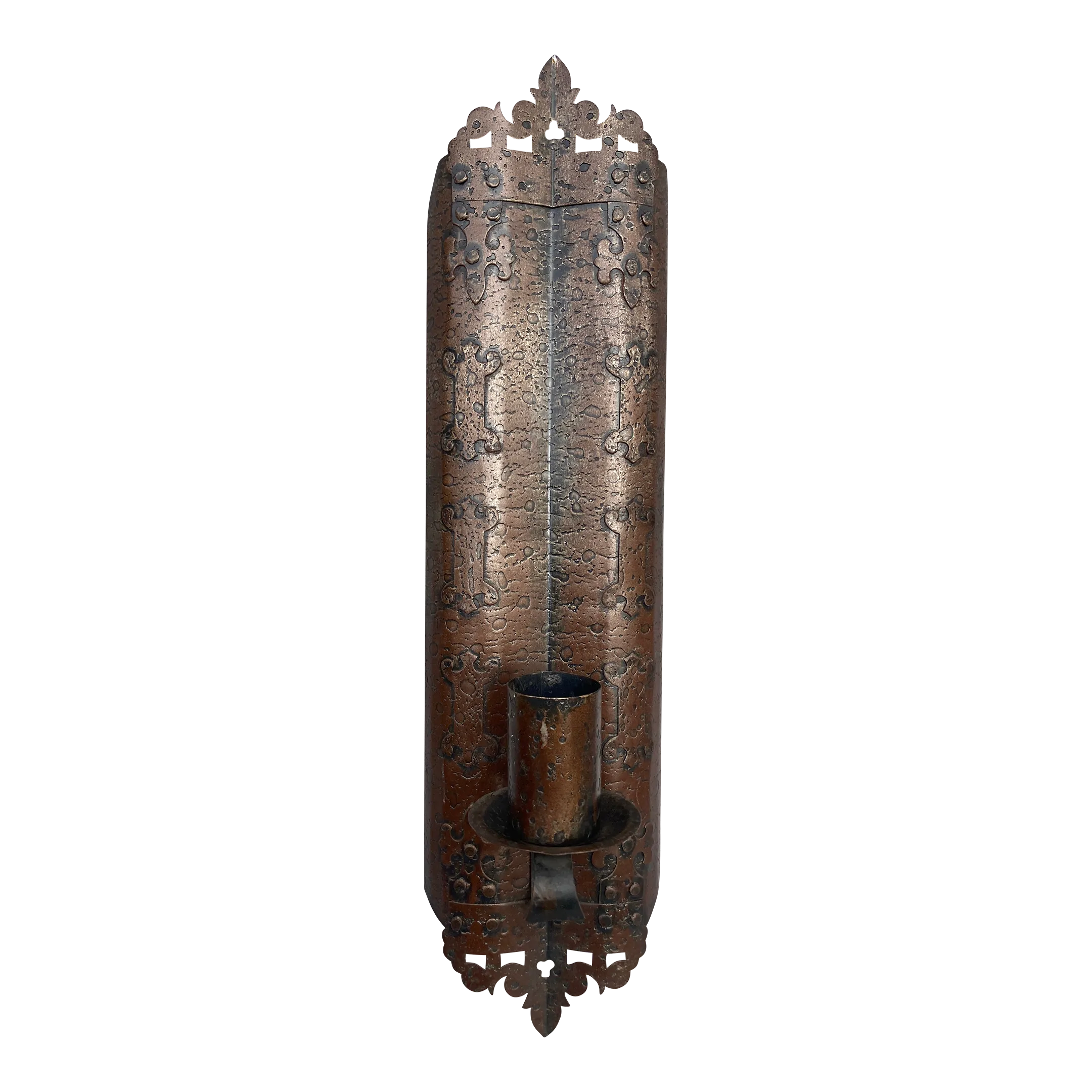 Vintage French Gothic Medieval Wrought Iron Candle Wall Sconce | Chairish