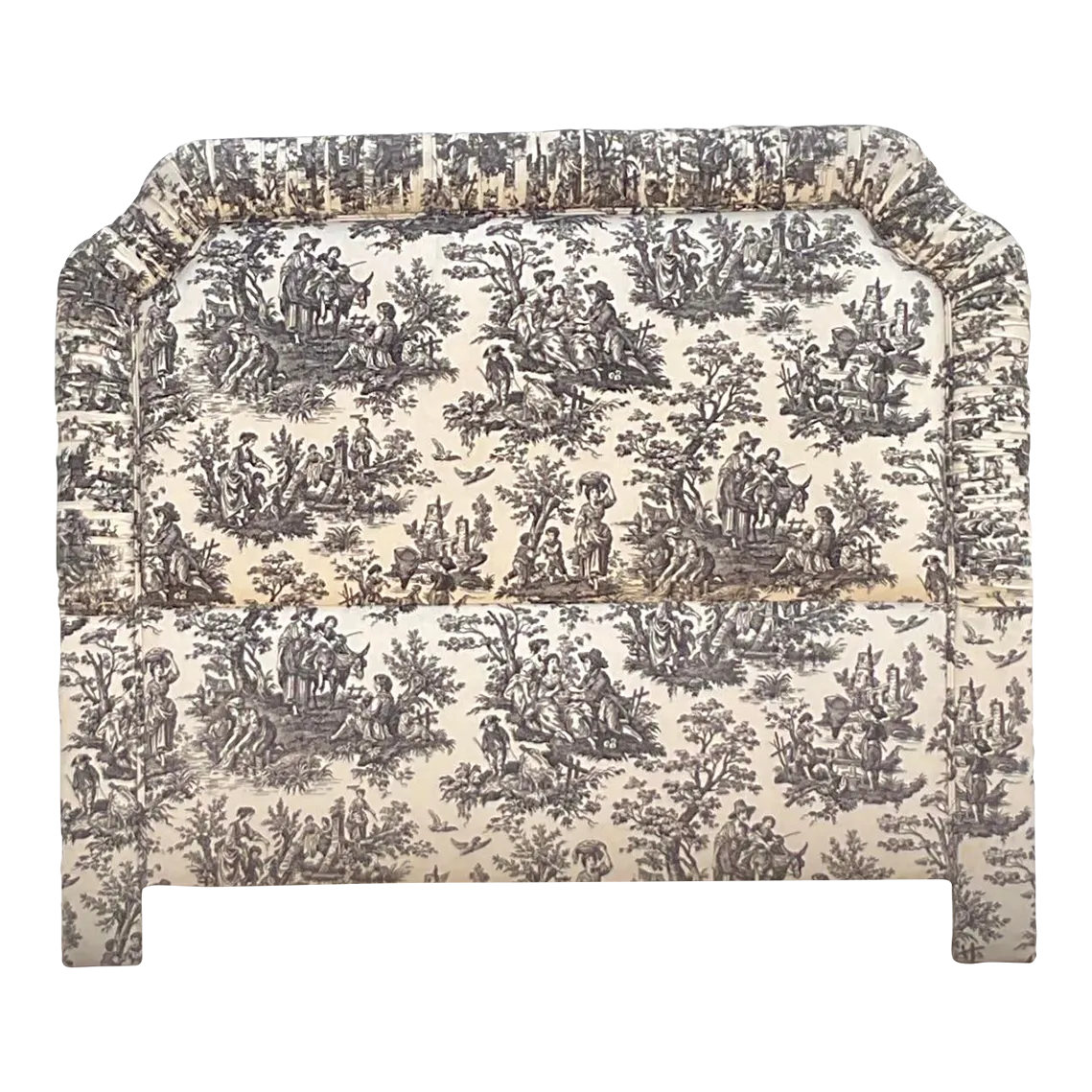 Late 20th Century Vintage Regency Rusched Toile Upholstered Queen ...