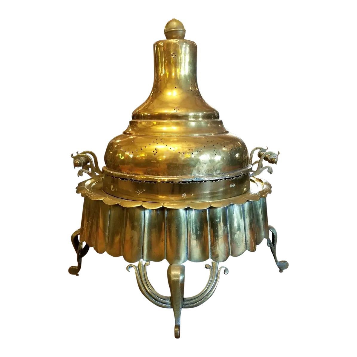 19th Century Brass and Copper Three-Part Brazier | Chairish